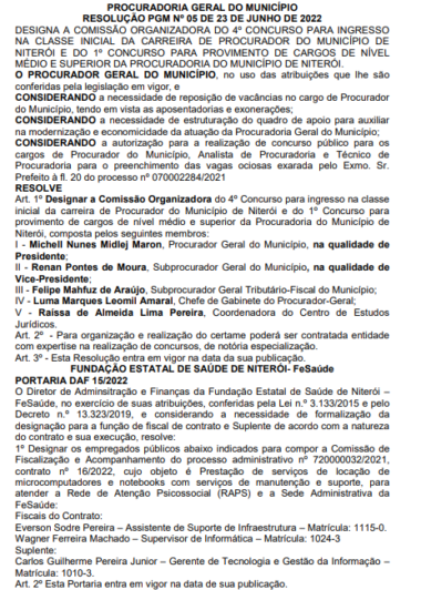 Concurso PGM Niterói RJ: resultado final homologado!