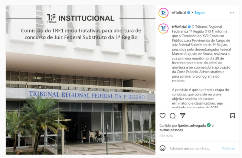 Concurso TRF1 Juiz: comissão se reúne para ajustar edital.